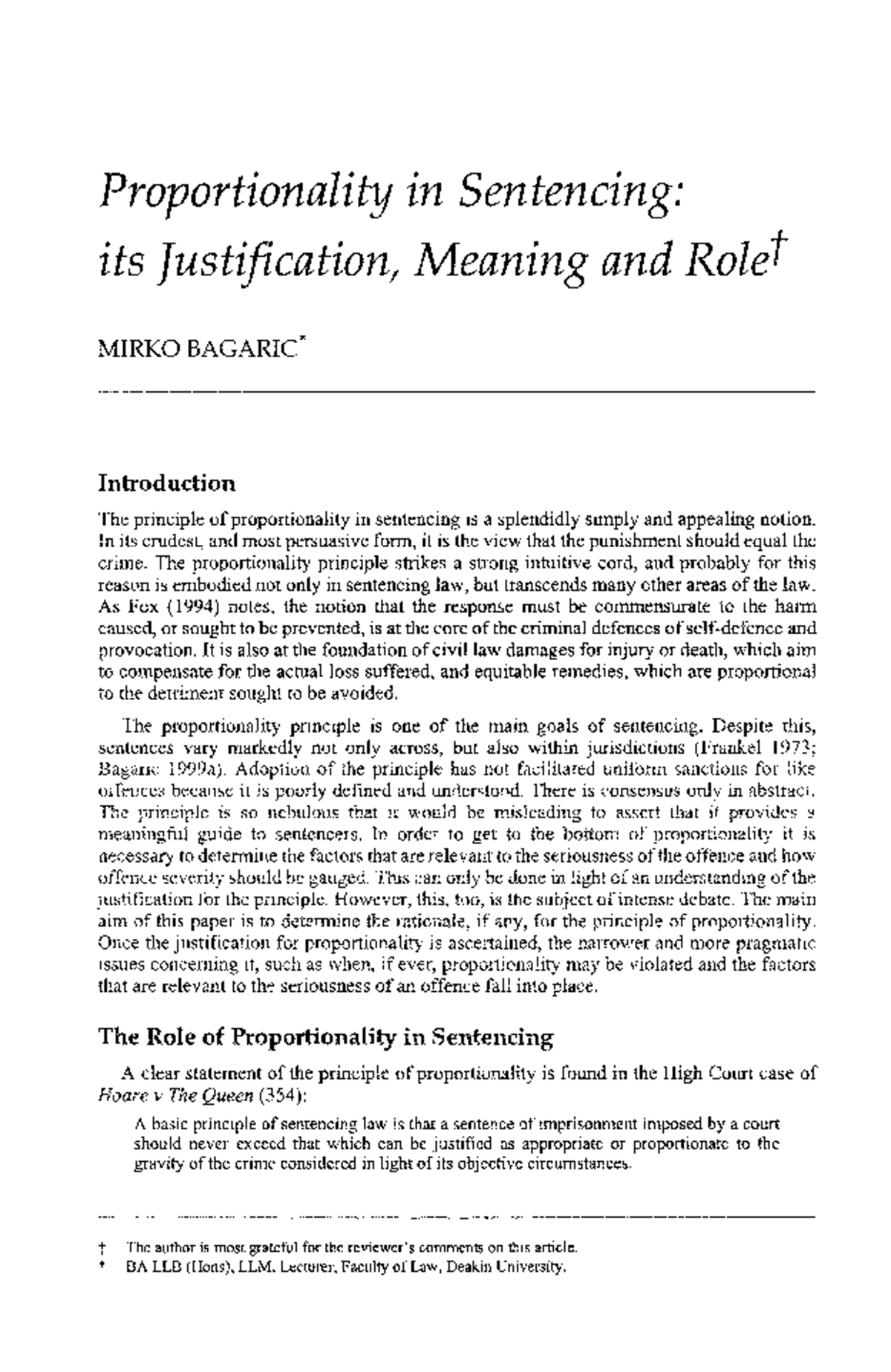 Proportionality - 5 - Proportionality in Sentencing: its Justification ...