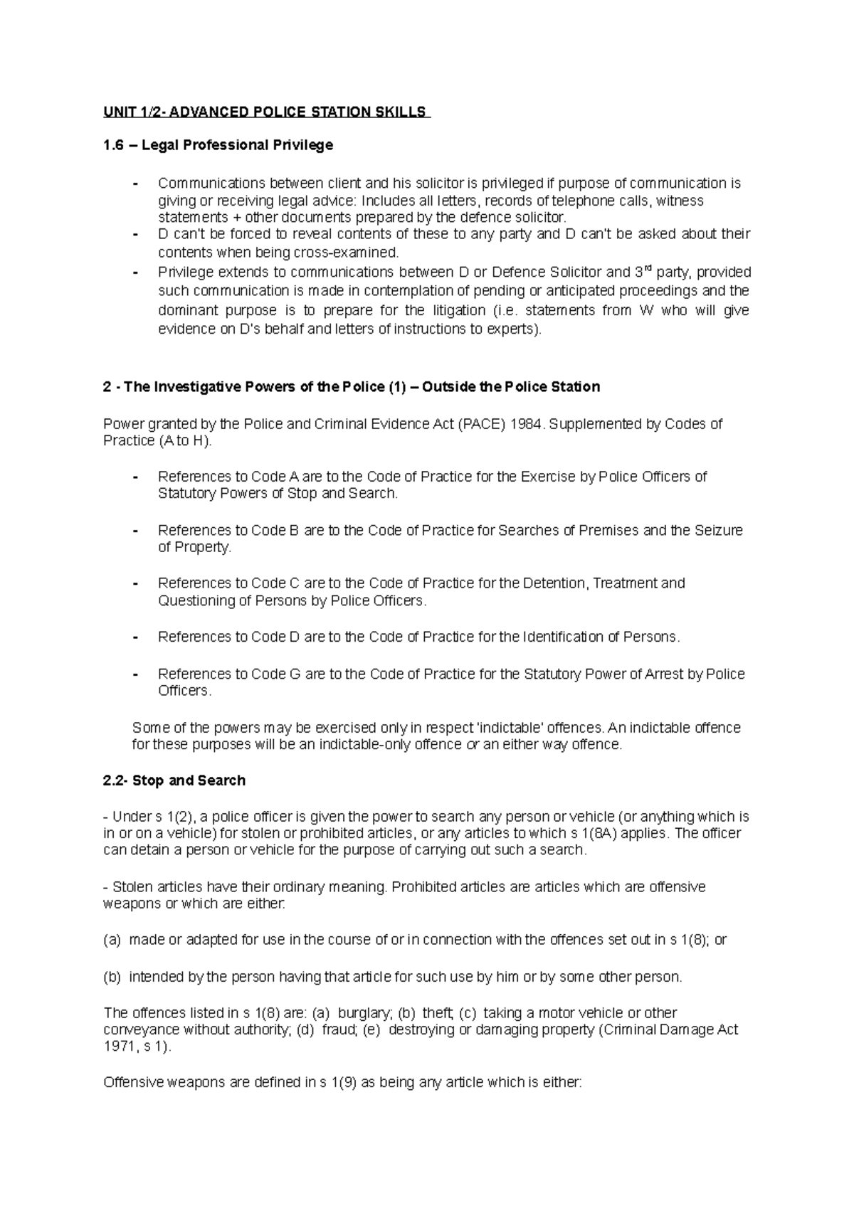 CRIMINAL LAW TEXTBOOK NOTES- EASY TO GUIDE THROUGH - UNIT 1/2- ADVANCED ...