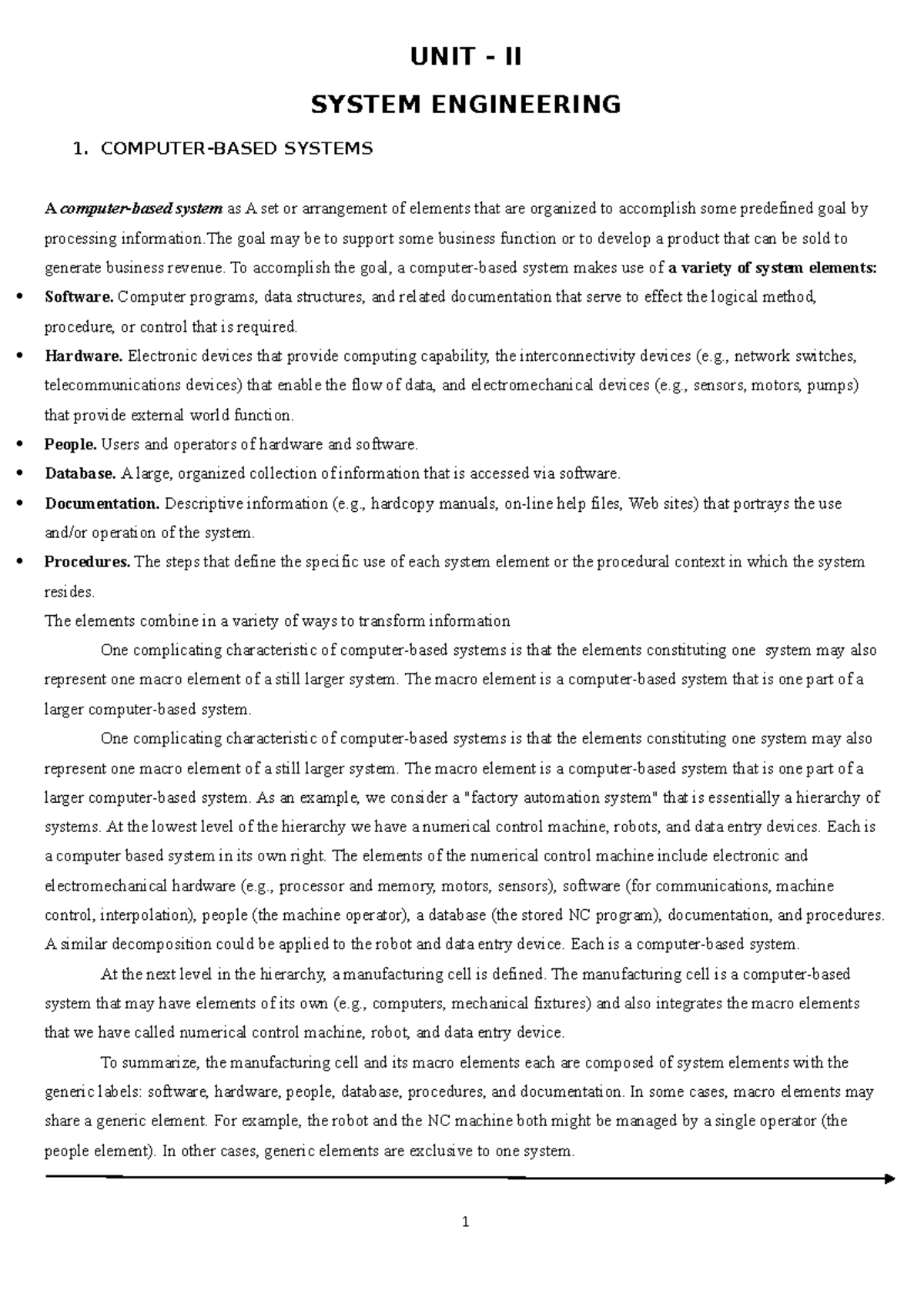SET-Unit-2 - nice - UNIT - II SYSTEM ENGINEERING 1. COMPUTER-BASED ...