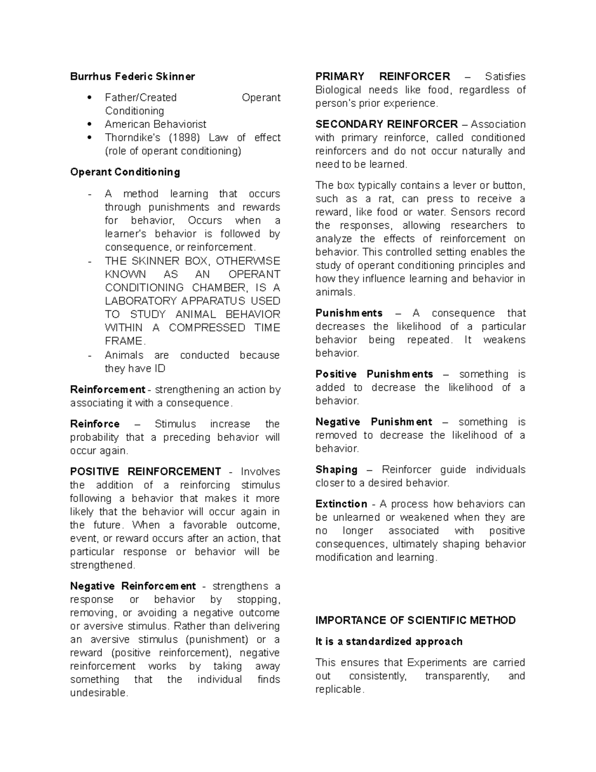 Prelim Reviewer - EXP PSYCH - Burrhus Federic Skinner Father/Created ...