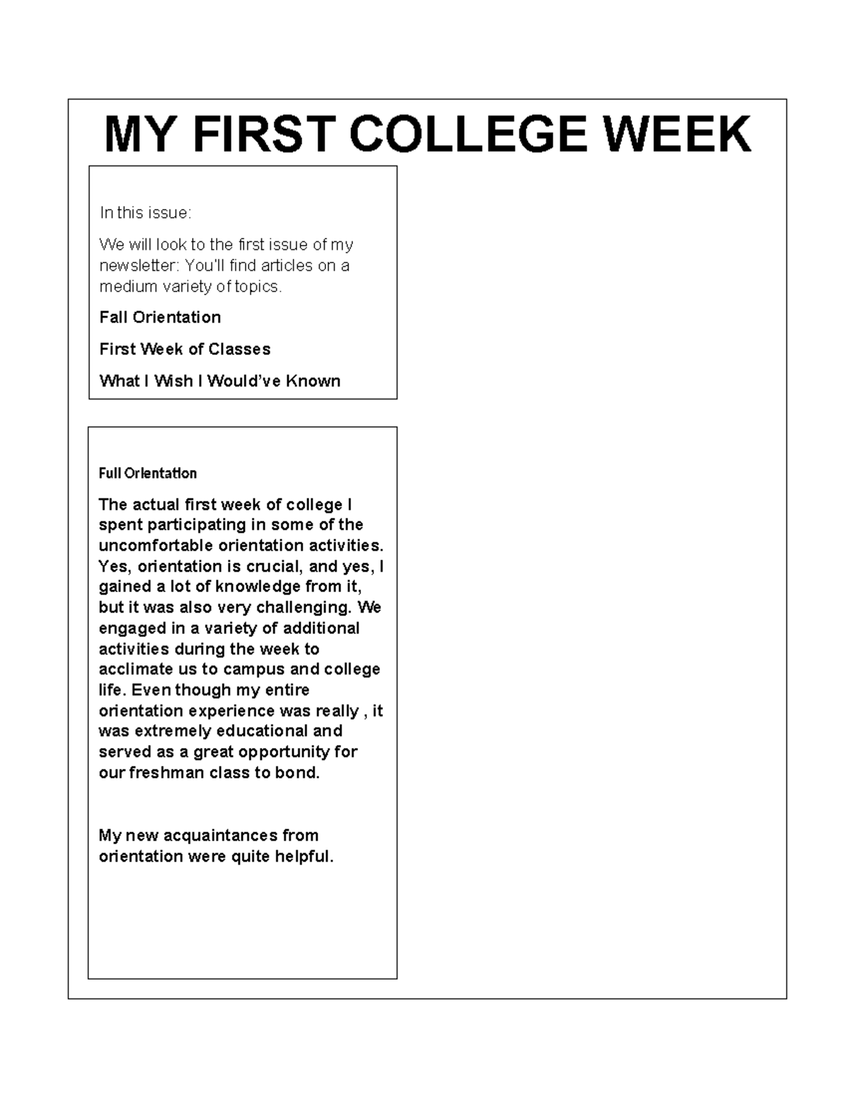First college life - Help me download - MY FIRST COLLEGE WEEK In this ...