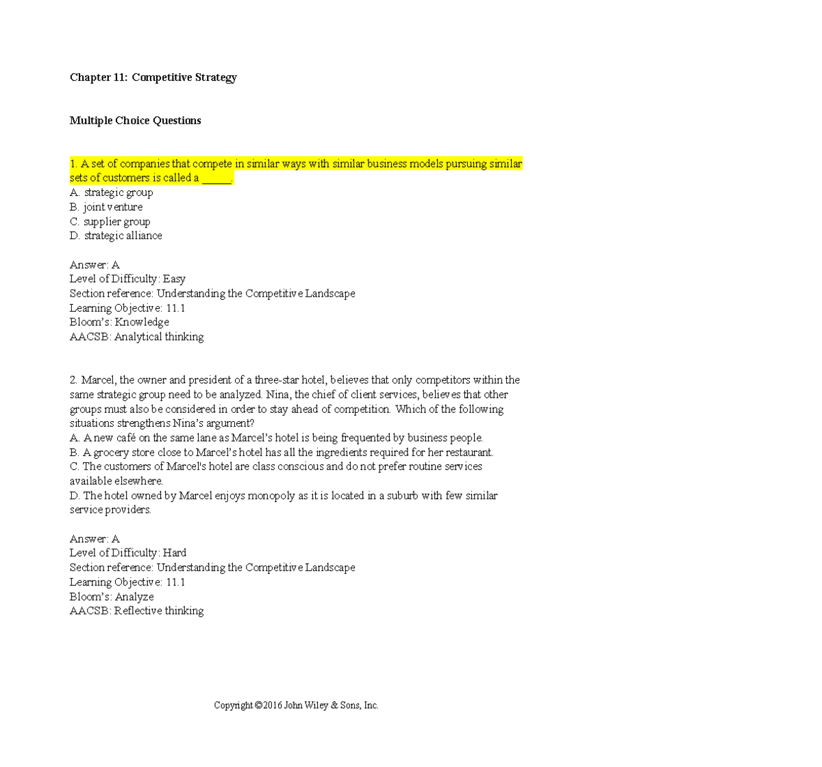 Ch11-Strategic-Management - Chapter 11: Competitive Strategy Multiple ...