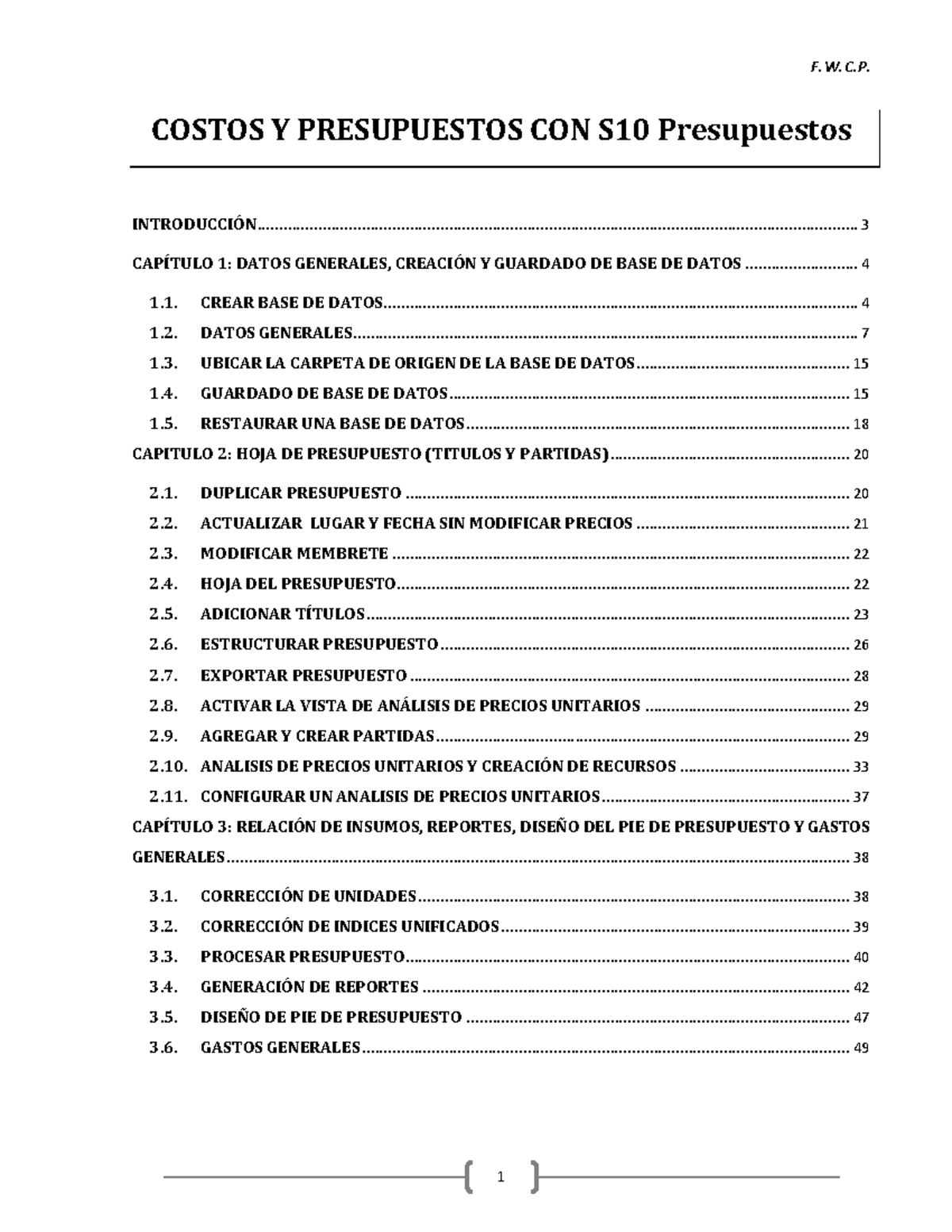 S10 costos y presupuestos - COSTOS Y PRESUPUESTOS CON S10 Presupuestos INTRODUCCIÓN CAPÍTULO 1 ...