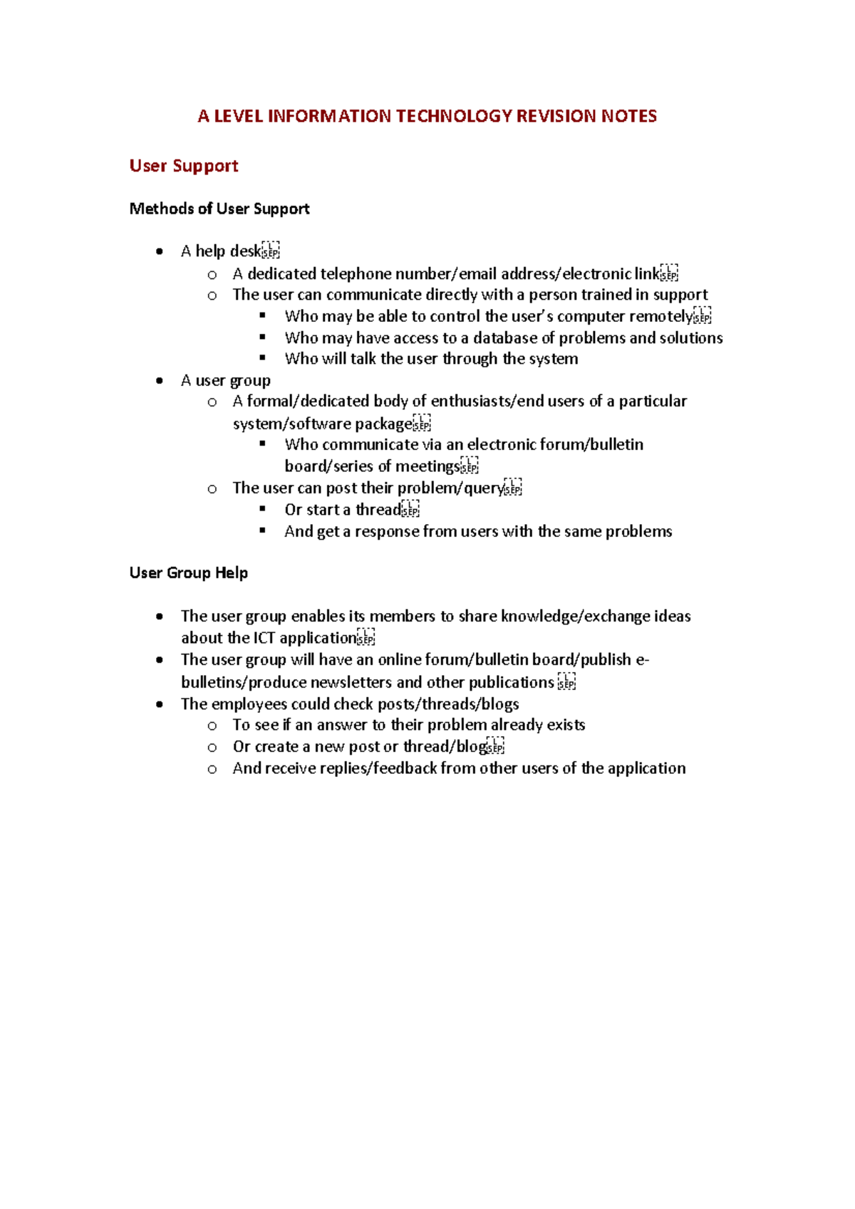 A2 ICT Revision Notes - A LEVEL INFORMATION TECHNOLOGY REVISION NOTES ...