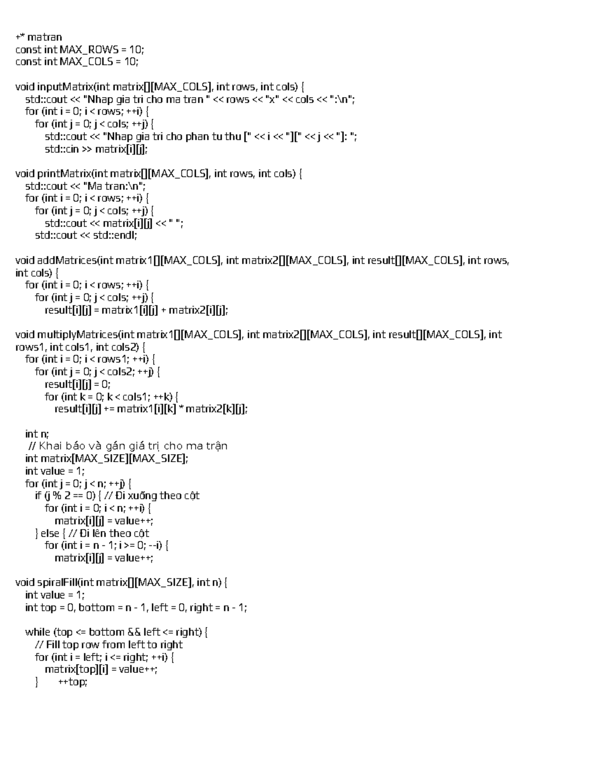 Chinhsua - Nth here - +* matran const int MAX_ROWS = 10; const int MAX_COLS = 10; void - Studocu