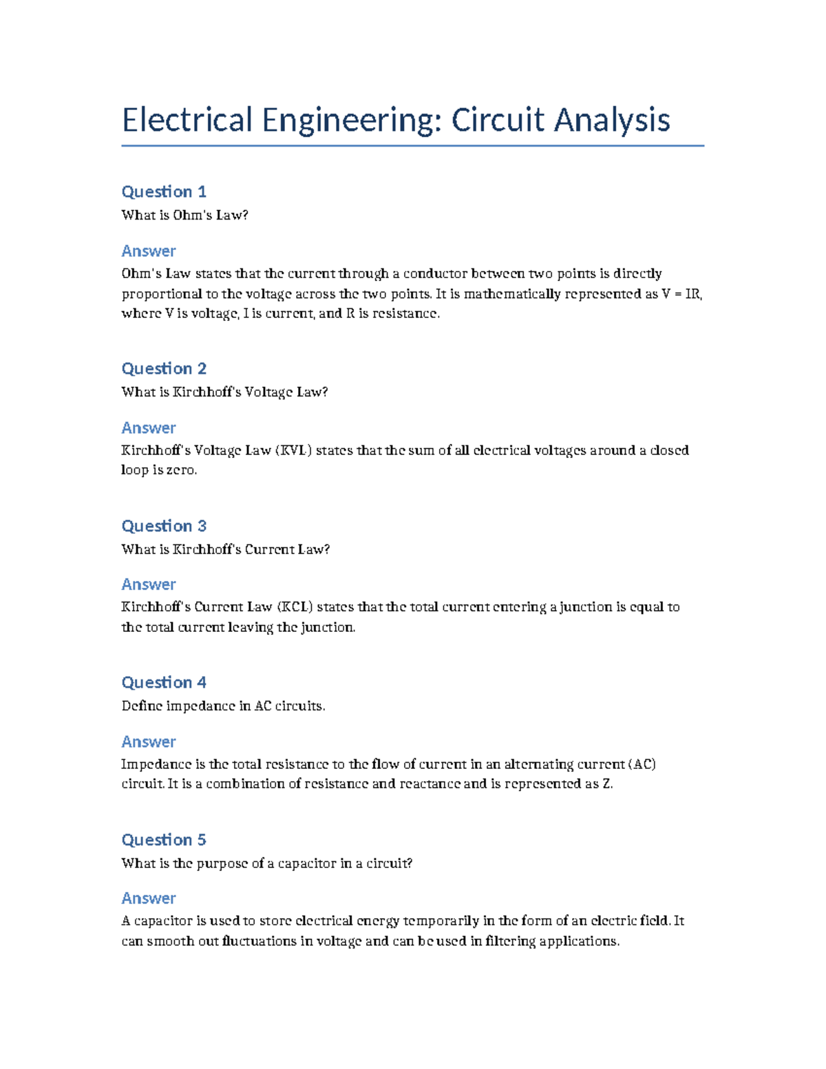 Electrical Engineering - Circuit Analysis - Electrical Engineering ...