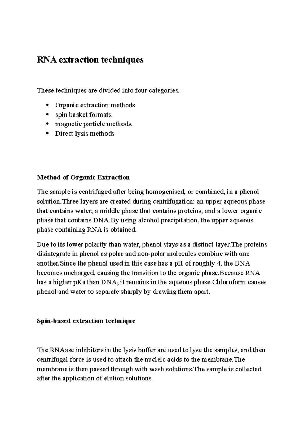 Rna extraction techniques - RNA extraction techniques These techniques ...