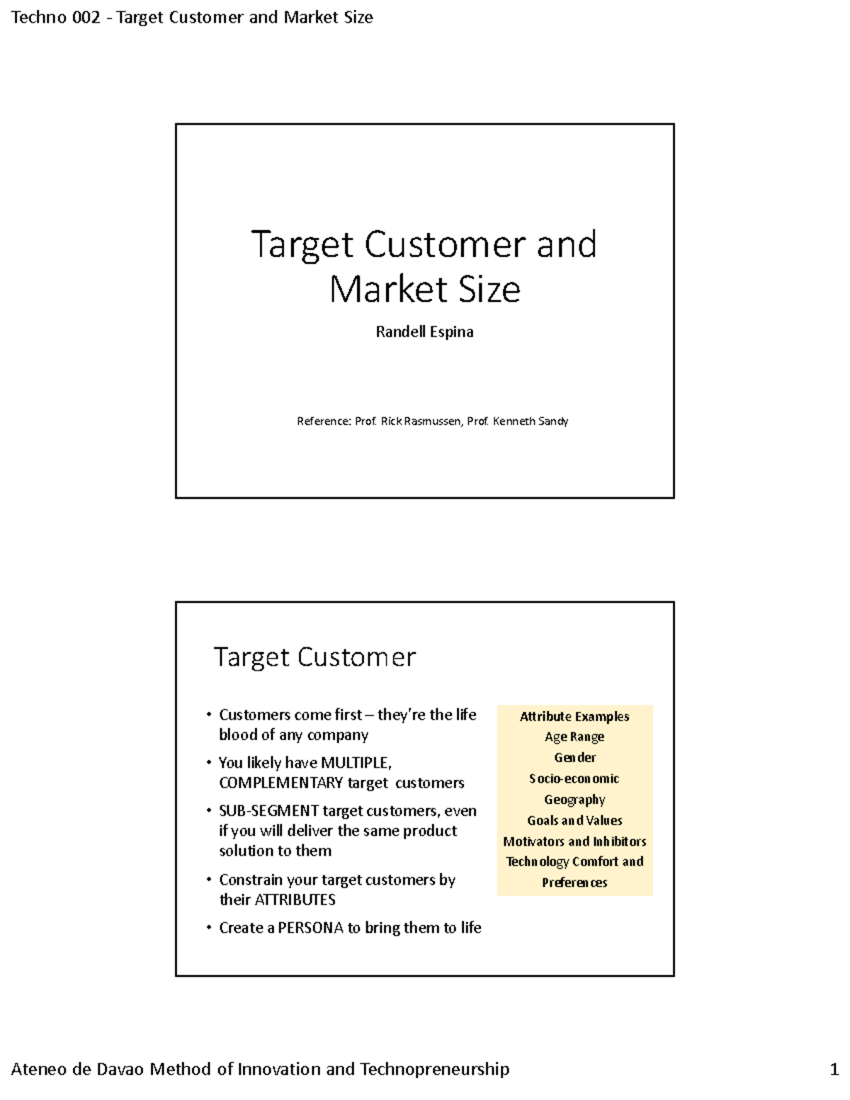 Techno 3 Target Customer and Market Size - Target Customer and Market ...