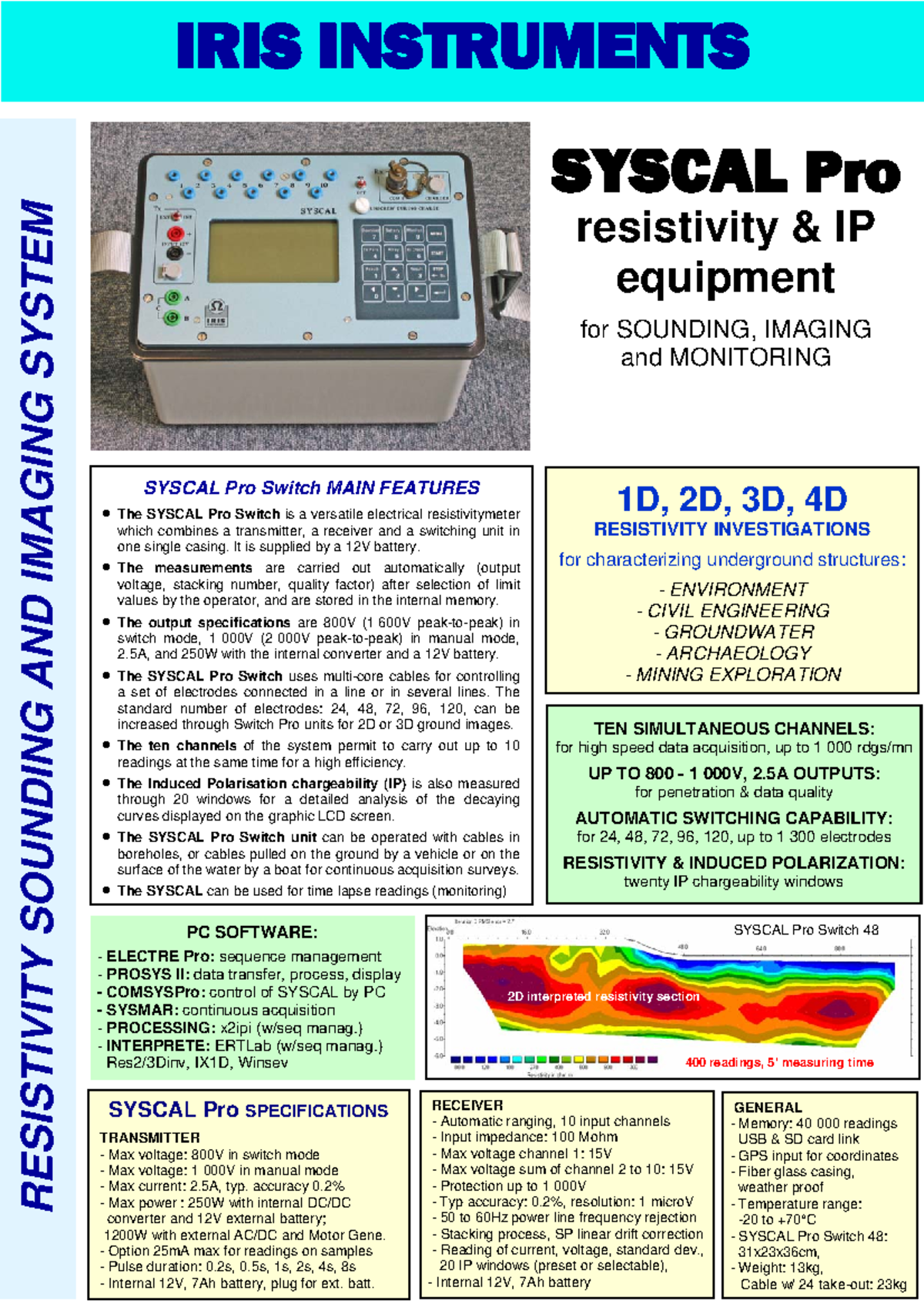 IRIS Instruments SyscalPro user manual - IRIS INSTRUMENTS SYSCAL Pro resistivity & IP equipment ...