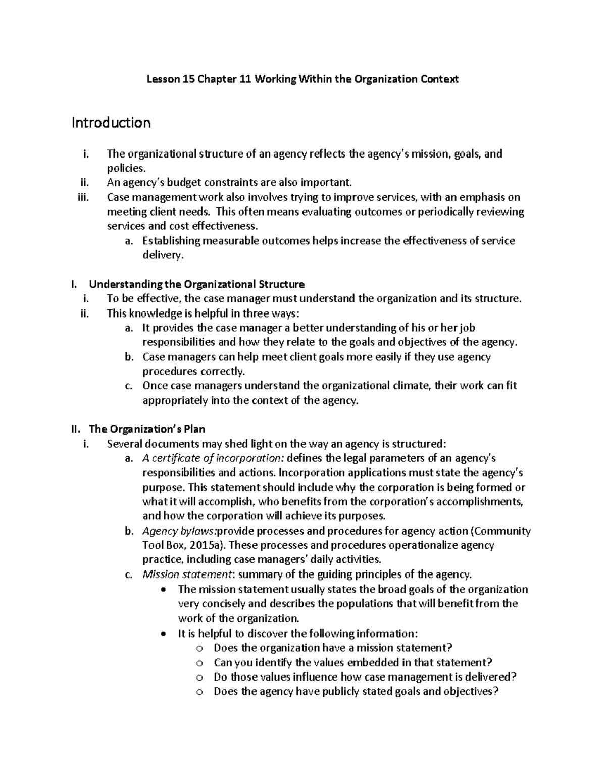 Working within organization context - Lesson 15 Chapter 11 Working ...