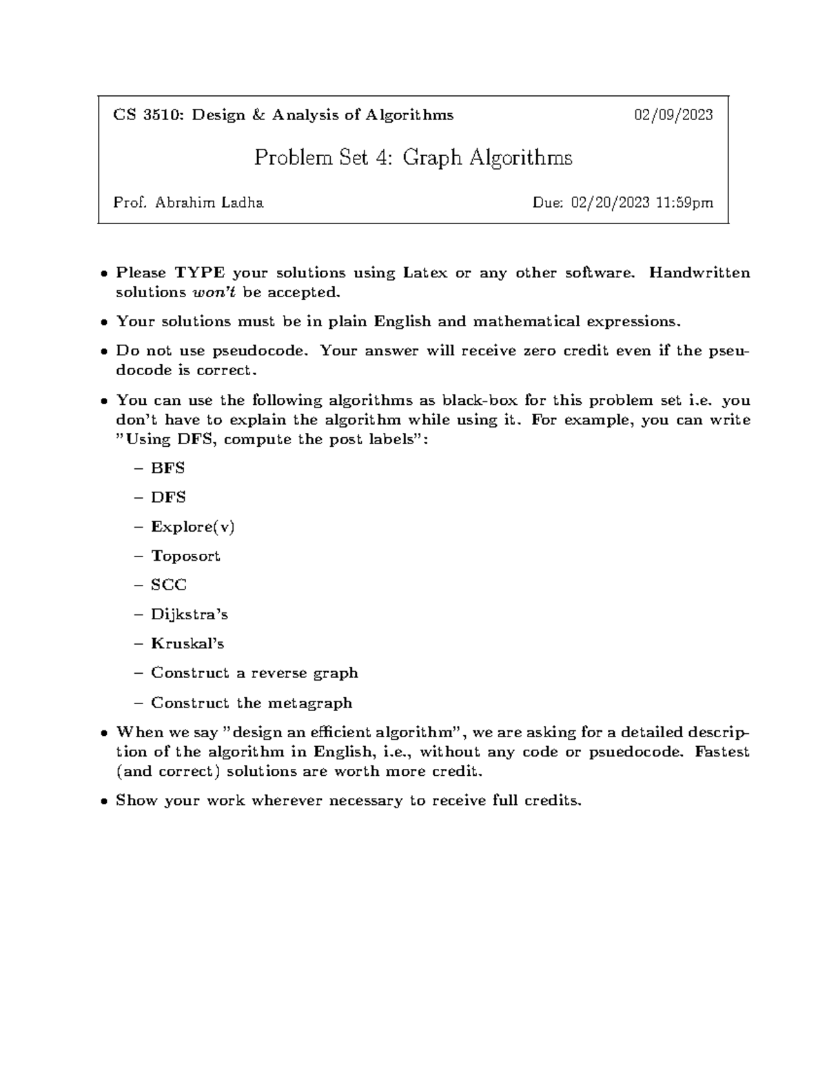 PS4 - NP Questions - CS 3510 - Georgia Tech - Studocu