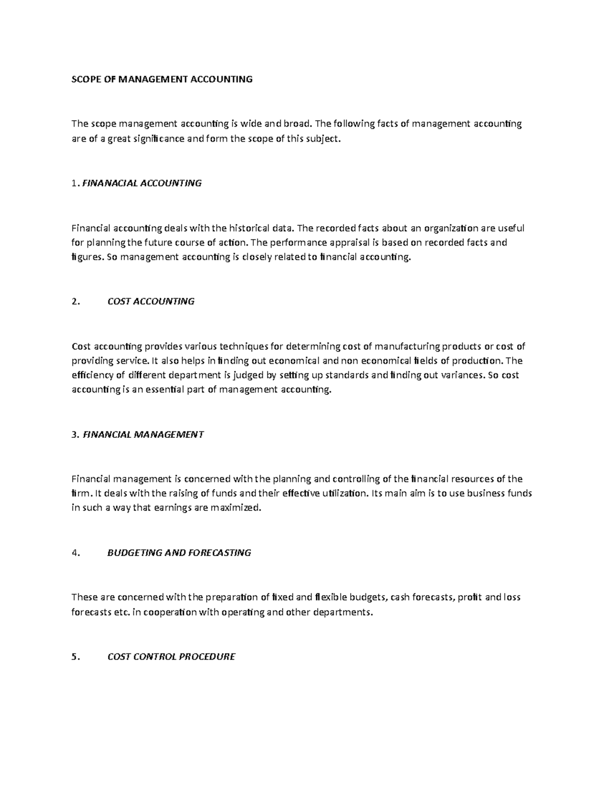 Scope of management accounting - SCOPE OF MANAGEMENT ACCOUNTING The ...
