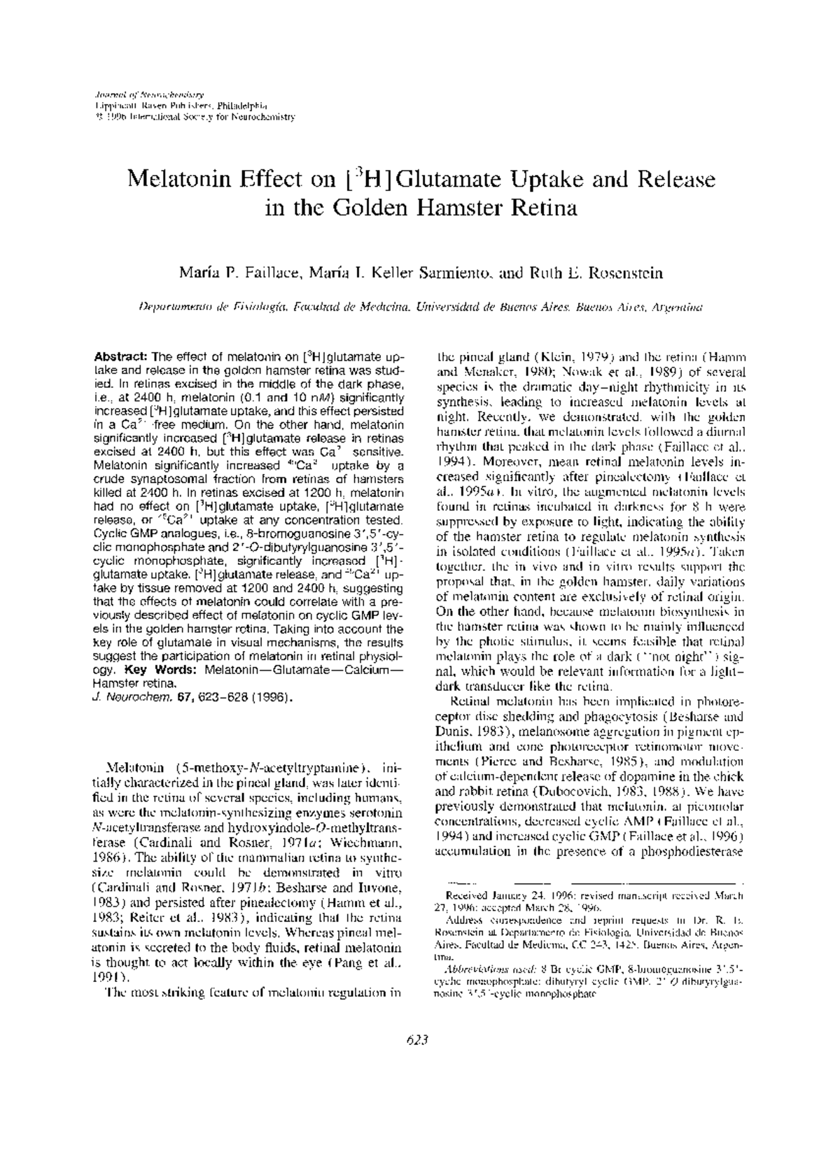 Melatonin Effect on 3H Glutamate Uptake - Journal of Neurochemistry ...