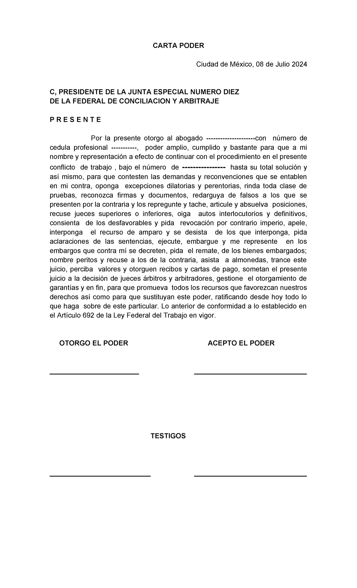 Carta Poder junio 202411111 - CARTA PODER Ciudad de México, 08 de Julio ...