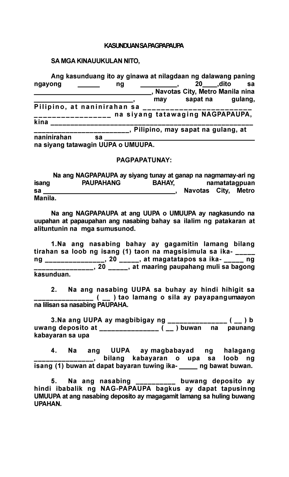 Contract-of-lease-tagalog compress - KASUNDUANSAPAGPAPAUPA SA MGA ...