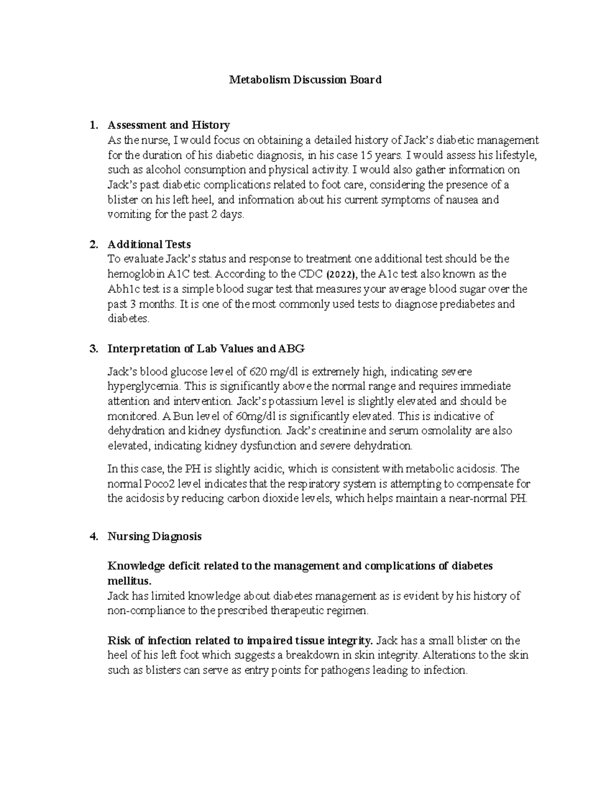 Metabolism Discussion Board - Metabolism Discussion Board Assessment ...