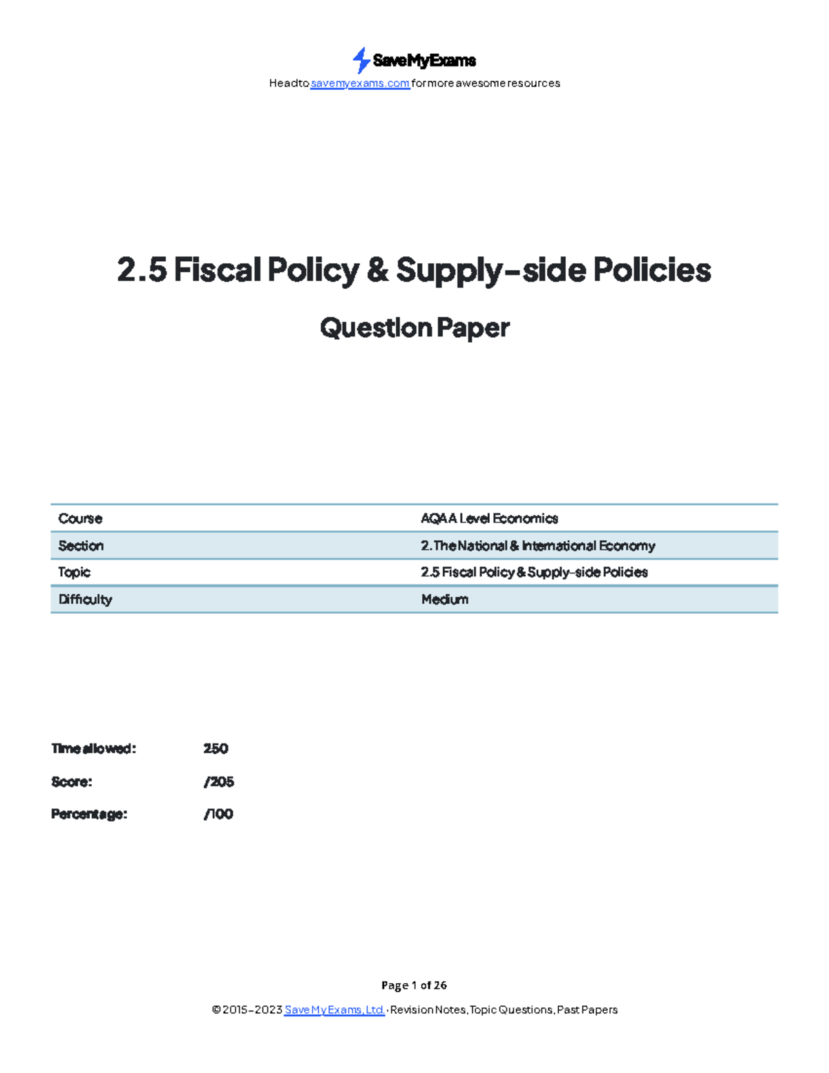 Fiscal Policies & Supply-side Policies - Page 1 of 26 2 Fiscal Policy ...