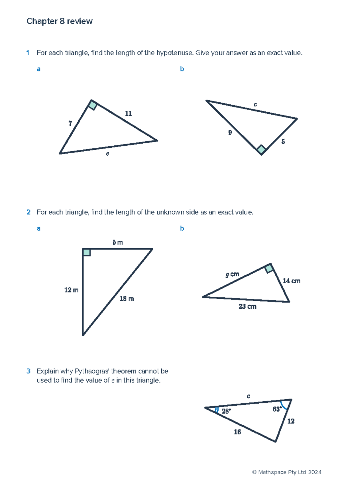 Mathspace Trigonometry - topicassessment - Chapter 8 review 1 For each ...