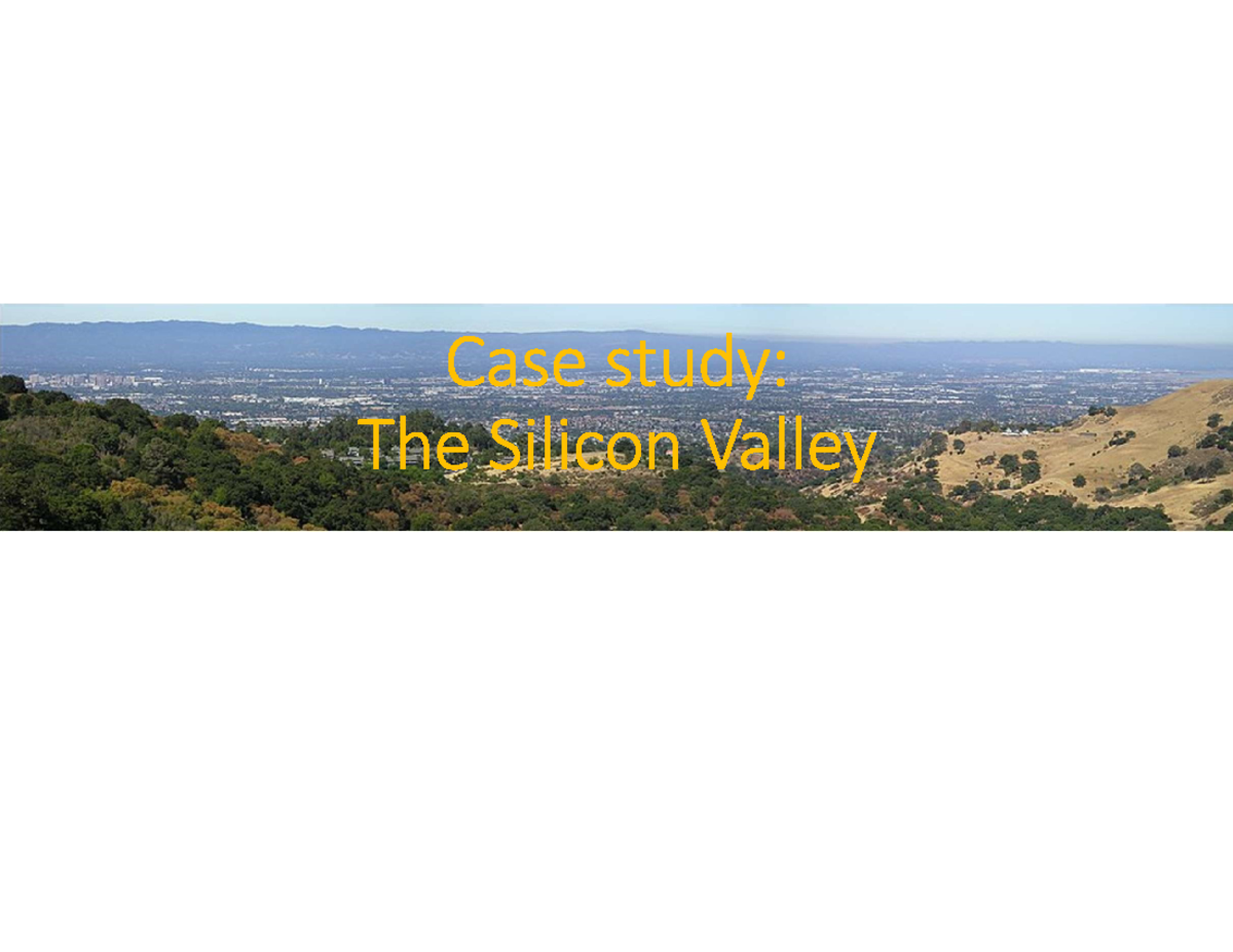 Case study silicon valley - Case study: The Silicon Valley I. The ...