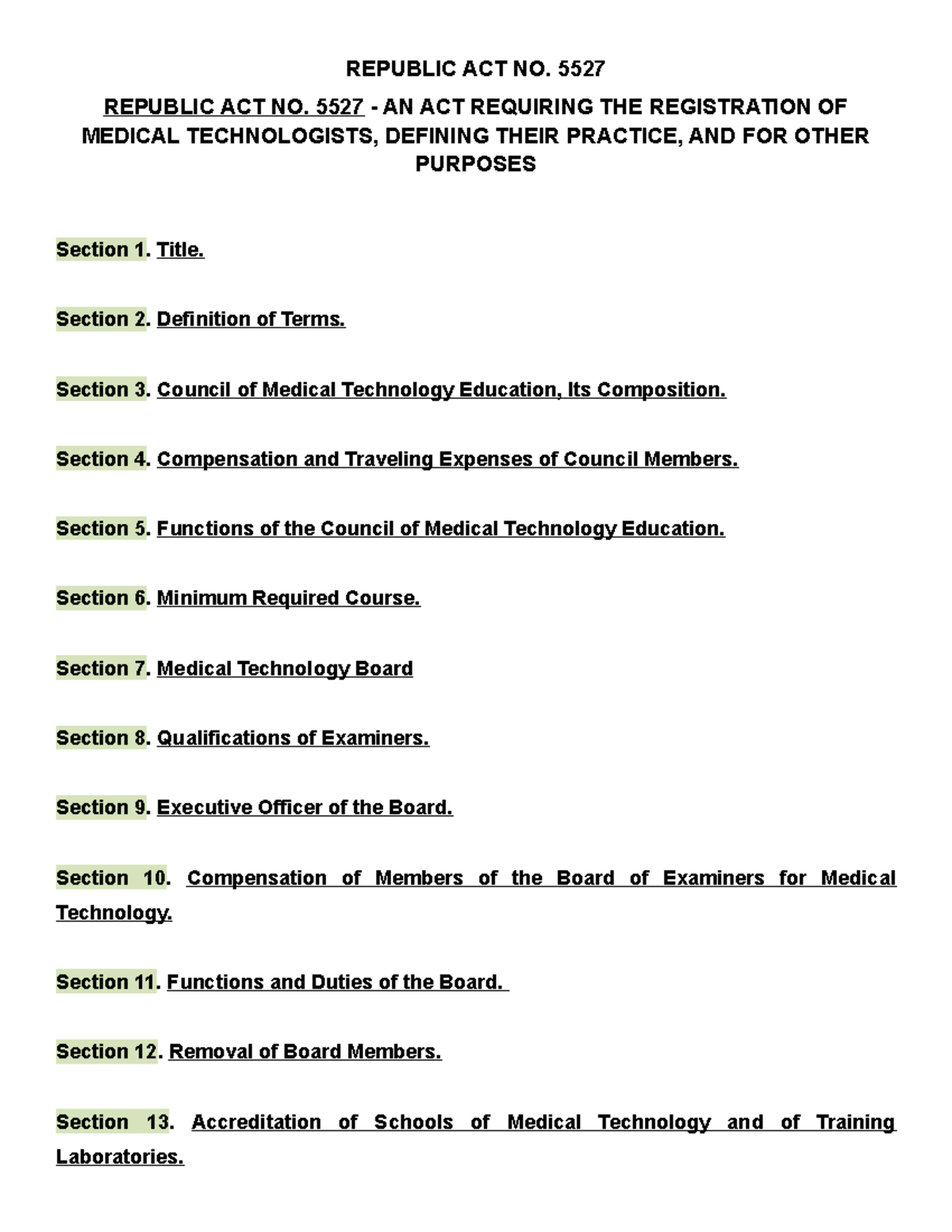 Republic ACT NO 5527 (Sections) - REPUBLIC ACT NO. 5527 REPUBLIC ACT NO ...