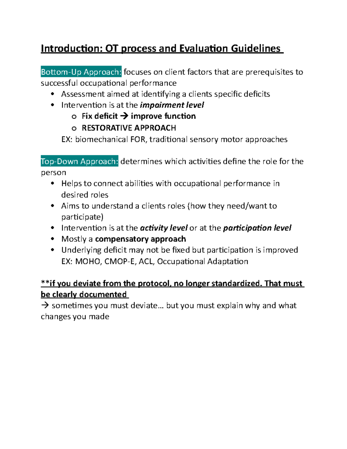 Introduction- OT process and Evaluation Guidelines - Introduction: OT process and Evaluation ...