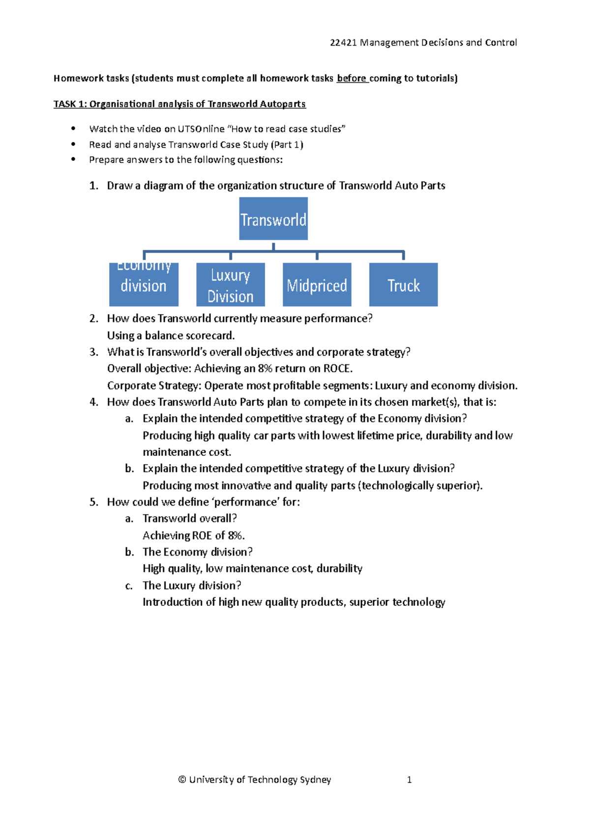 Topic 2 - Tutorial notes - Homework tasks (students must complete all ...
