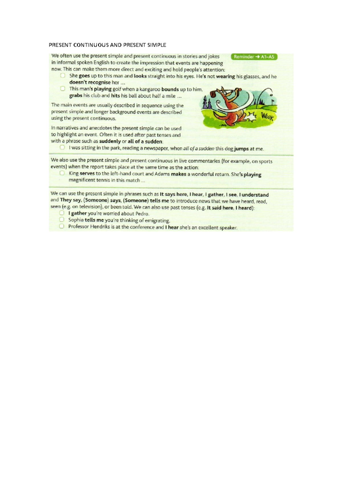 Present Continuous AND Present Simple - Llengua anglesa 1 - PRESENT CONTINUOUS AND PRESENT ...