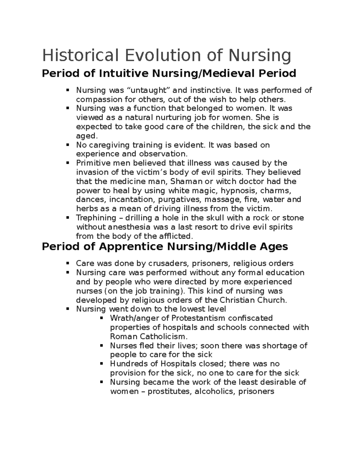 Historical Evolution of Nursing - Historical Evolution of Nursing ...