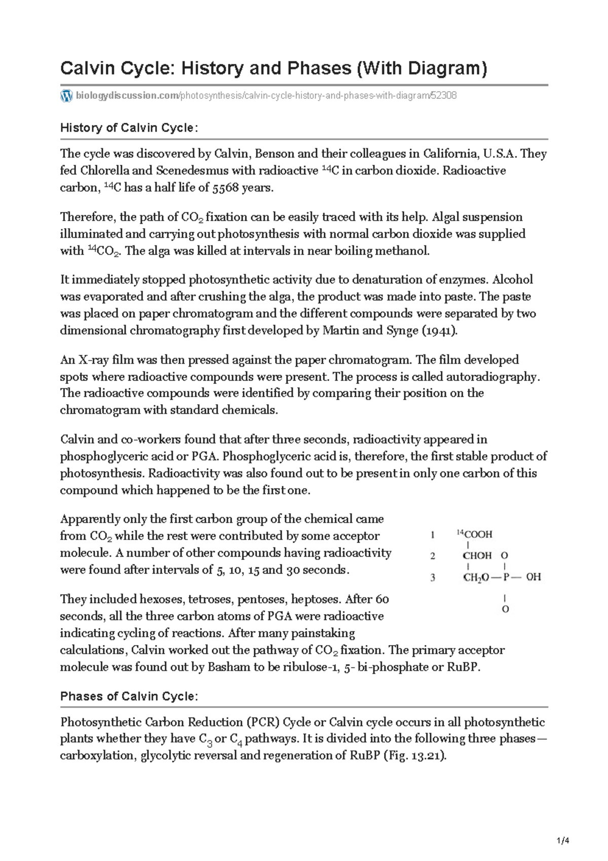 Biologydiscussion.com-Calvin Cycle History and Phases With Diagram ...