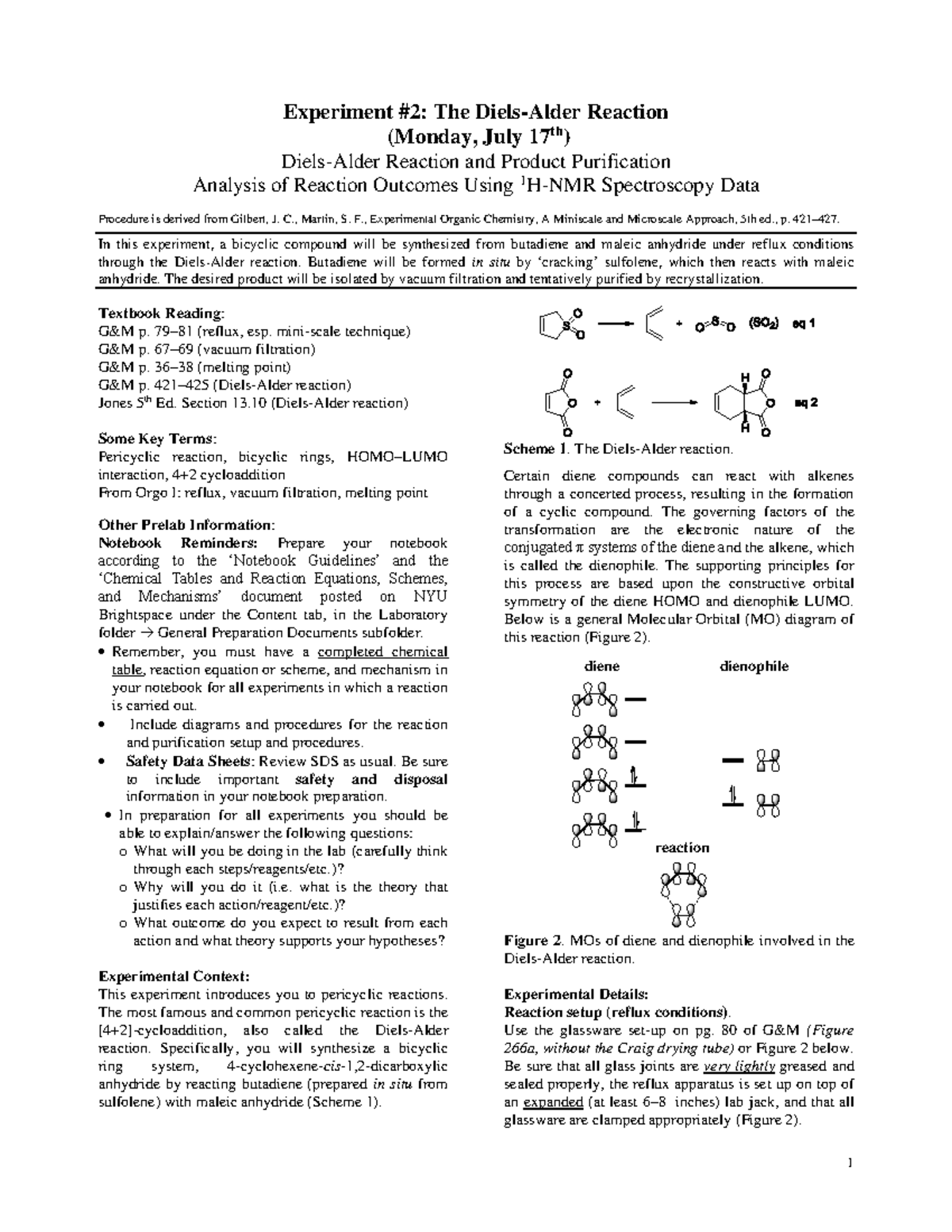 SU2023 Exp2 Diels Alder - 1 Experiment #2: The Diels-Alder Reaction ...