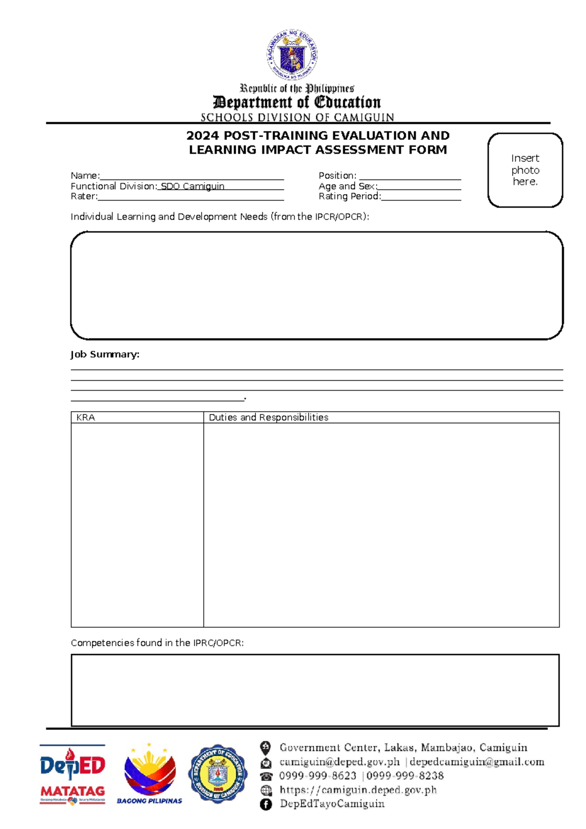 2024 POST Training Evaluation FORM LD R10 Camiguin Header Footer 1 ...