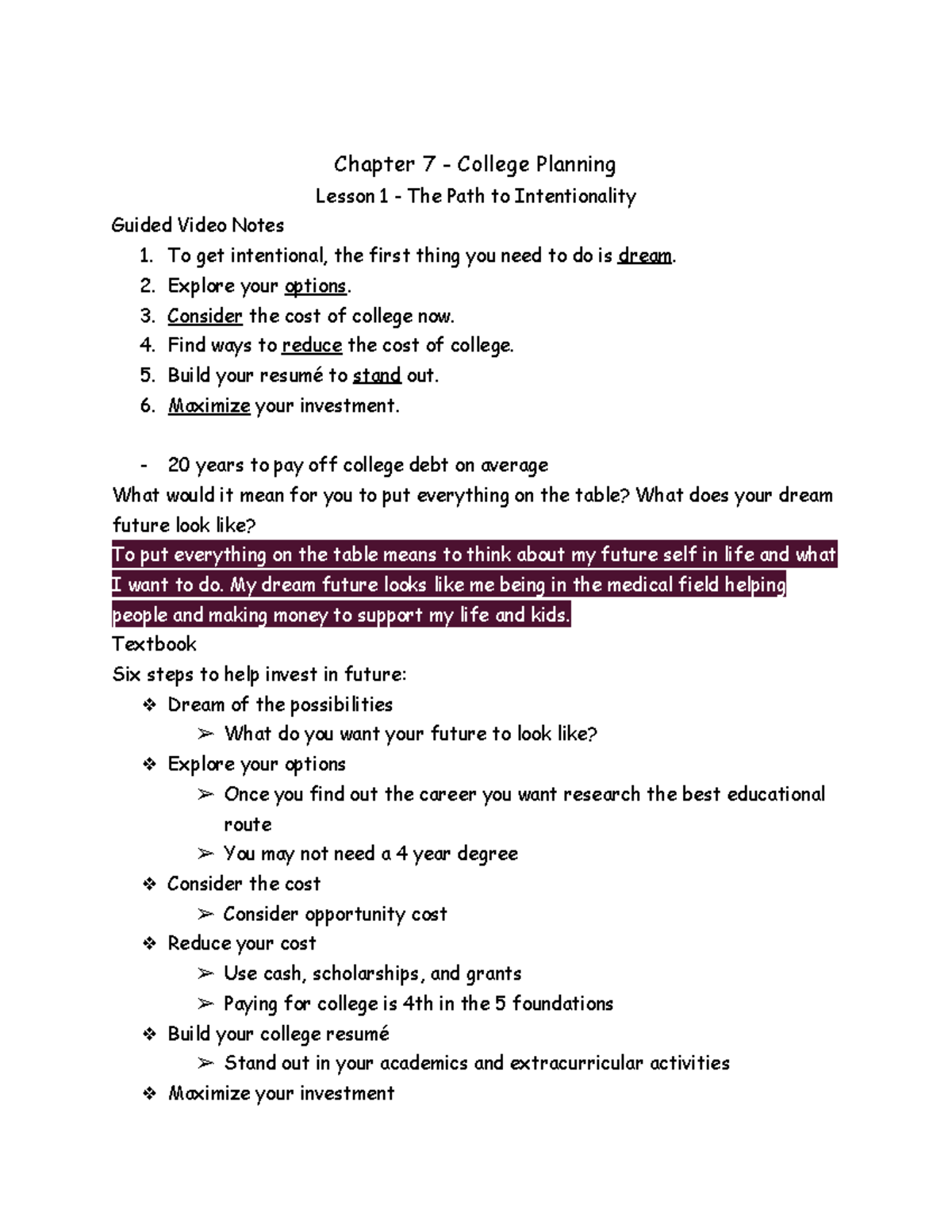 Personal Finance Notes Ch. 7 - Morgan Horton 22-23 - Chapter 7 ...