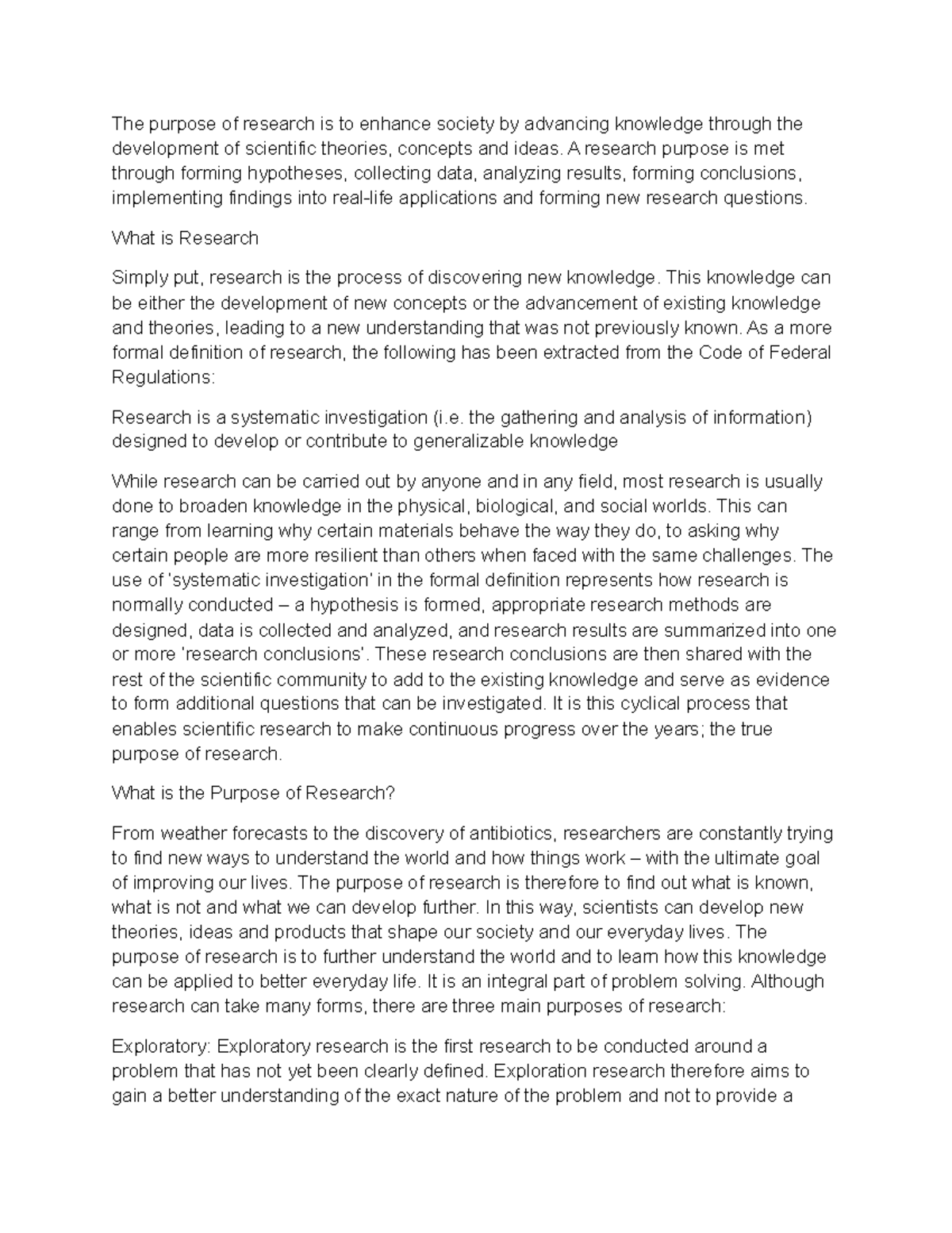 The purpose of research is to enhance society - A research purpose is ...