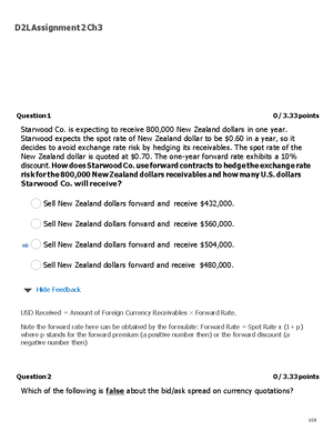 D2L Assignment 1 Ch1 and Ch2 - FIN 471 - A&M Commerce - Studocu