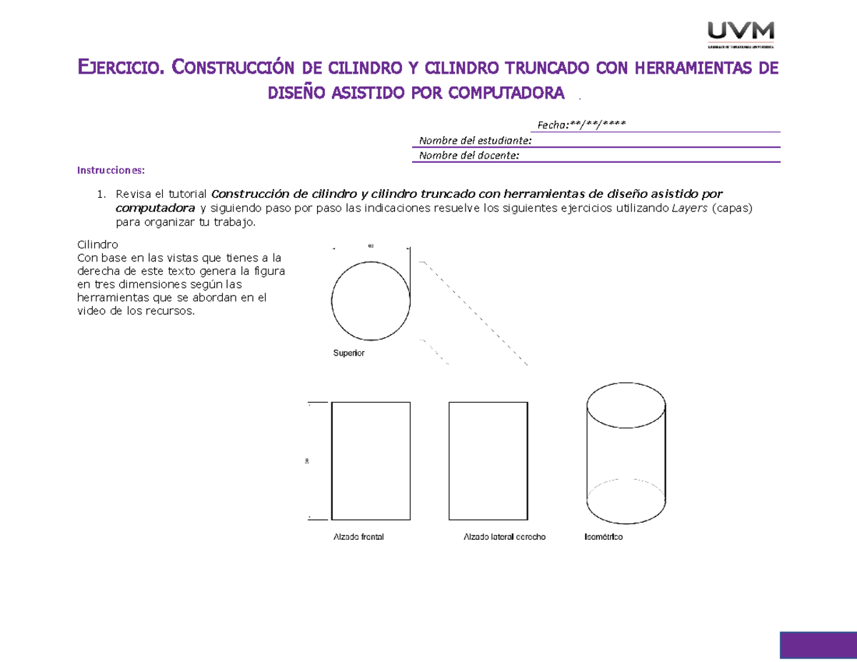 U2 Ejercicios Construccion de cilindro y cilindro truncado - EJERCICIO ...
