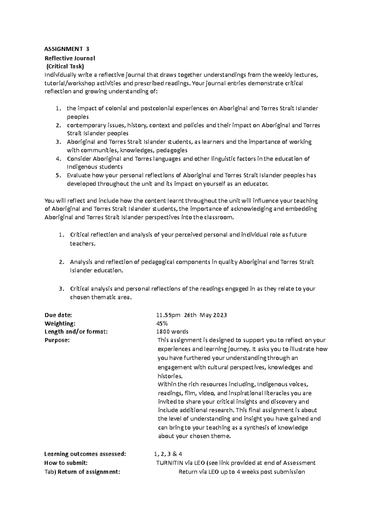 EDES 105 Assignment 3 - instructions for AT3 - ASSIGNMENT 3 Reflective ...