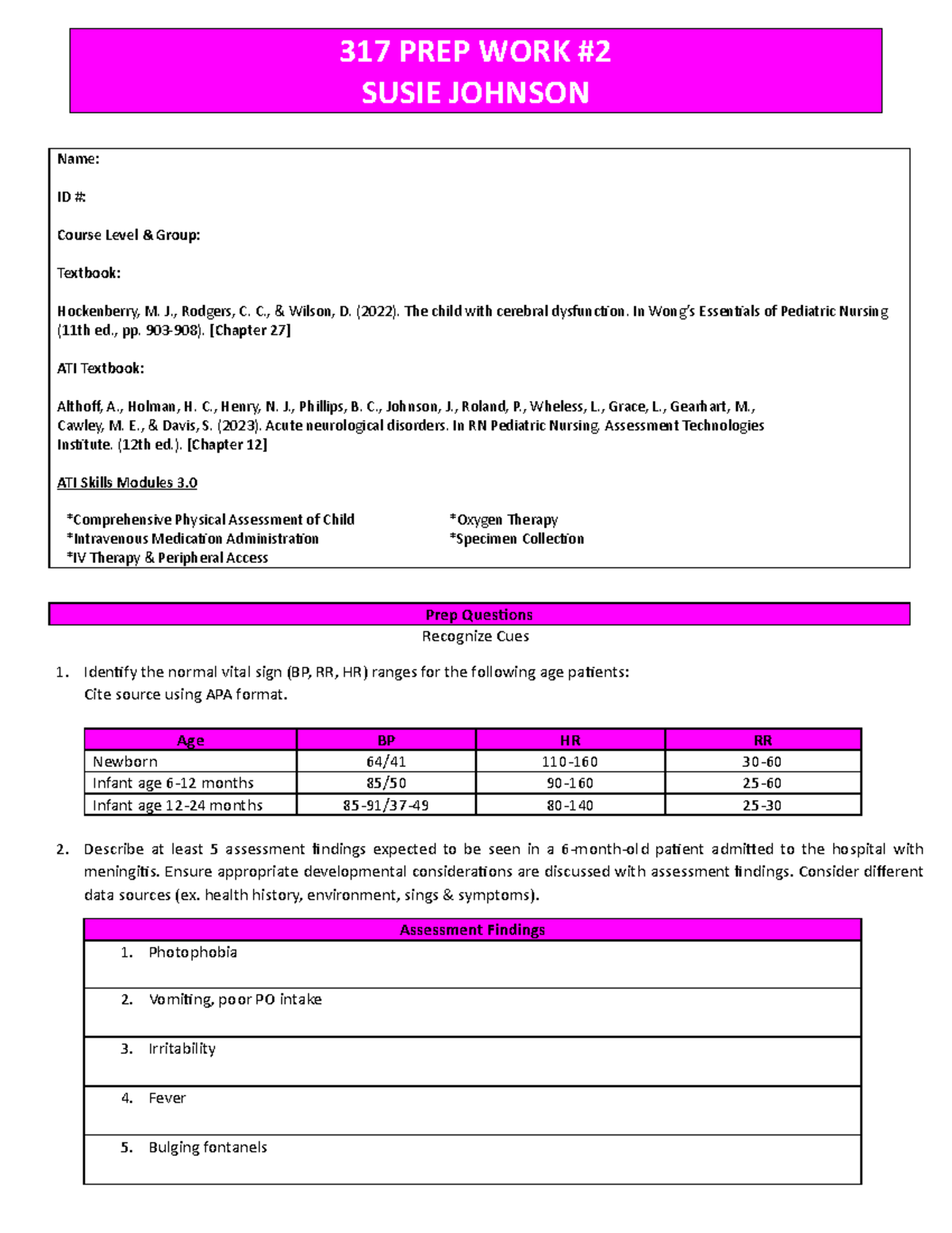 SIM Prep Work (Week 3) - 317 PREP WORK SUSIE JOHNSON Name: ID #: Course ...