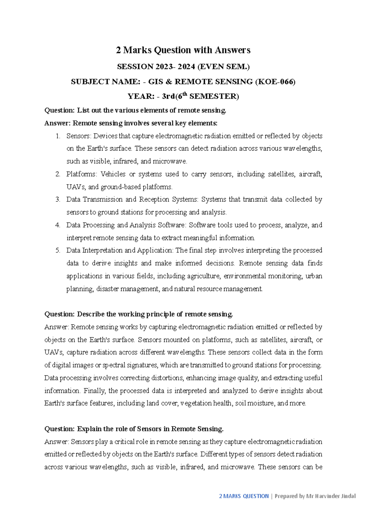 2 marks question with answer - 2 Marks Question with Answers SESSION ...