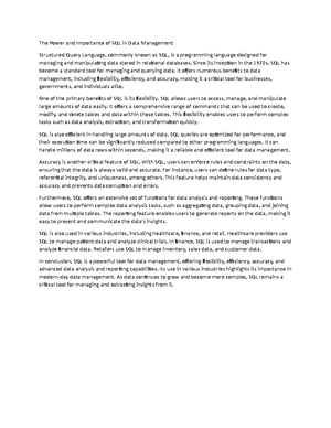 Query Processing and Optimization - The process of query processing involves parsing the user ...