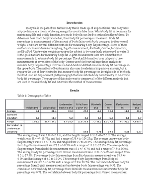 Exercise Physiology Lab - Lab Report 4 Final - Introduction Fatigue ...