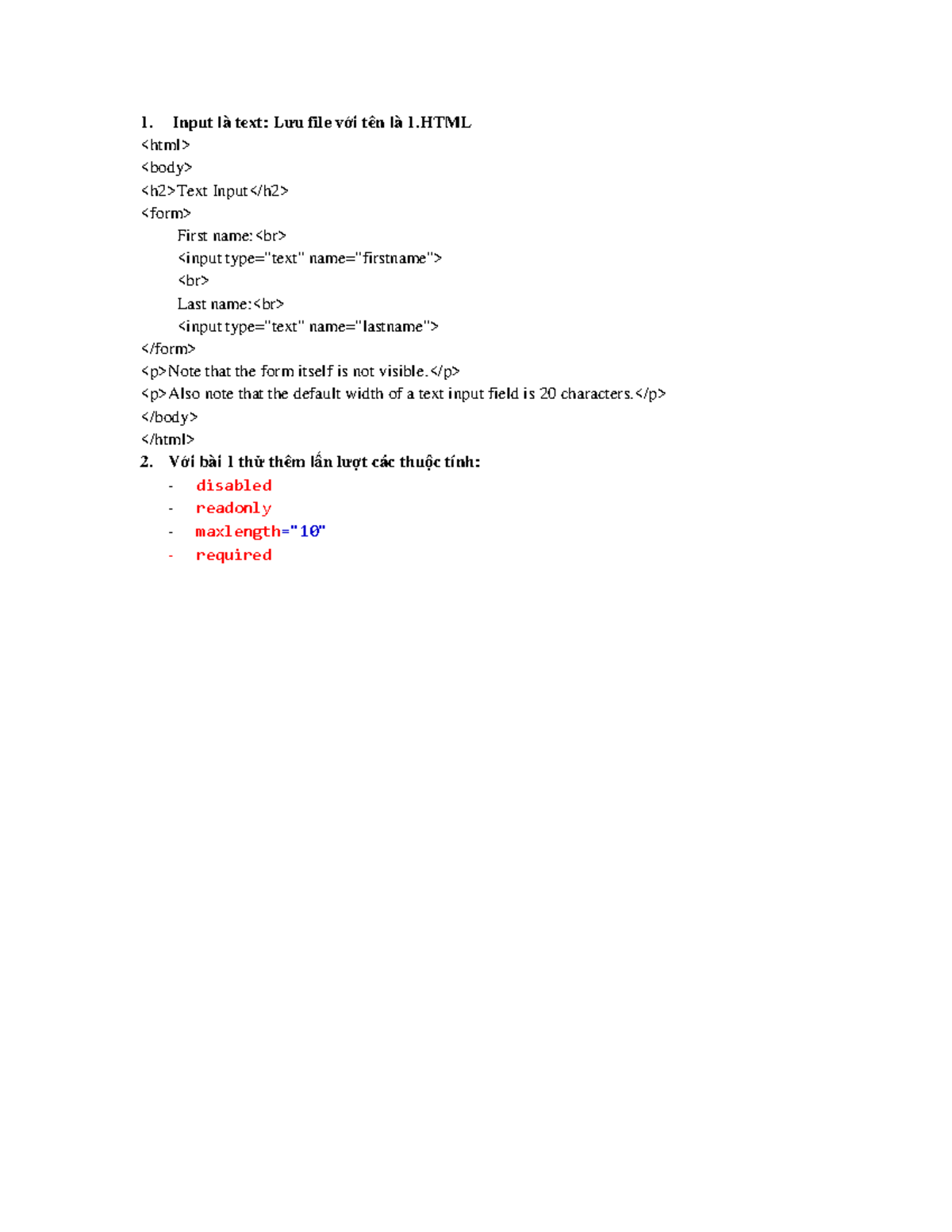Bai tap buoi 3 - FORM - Input là text: Lưu file với tên là 1 - Studocu