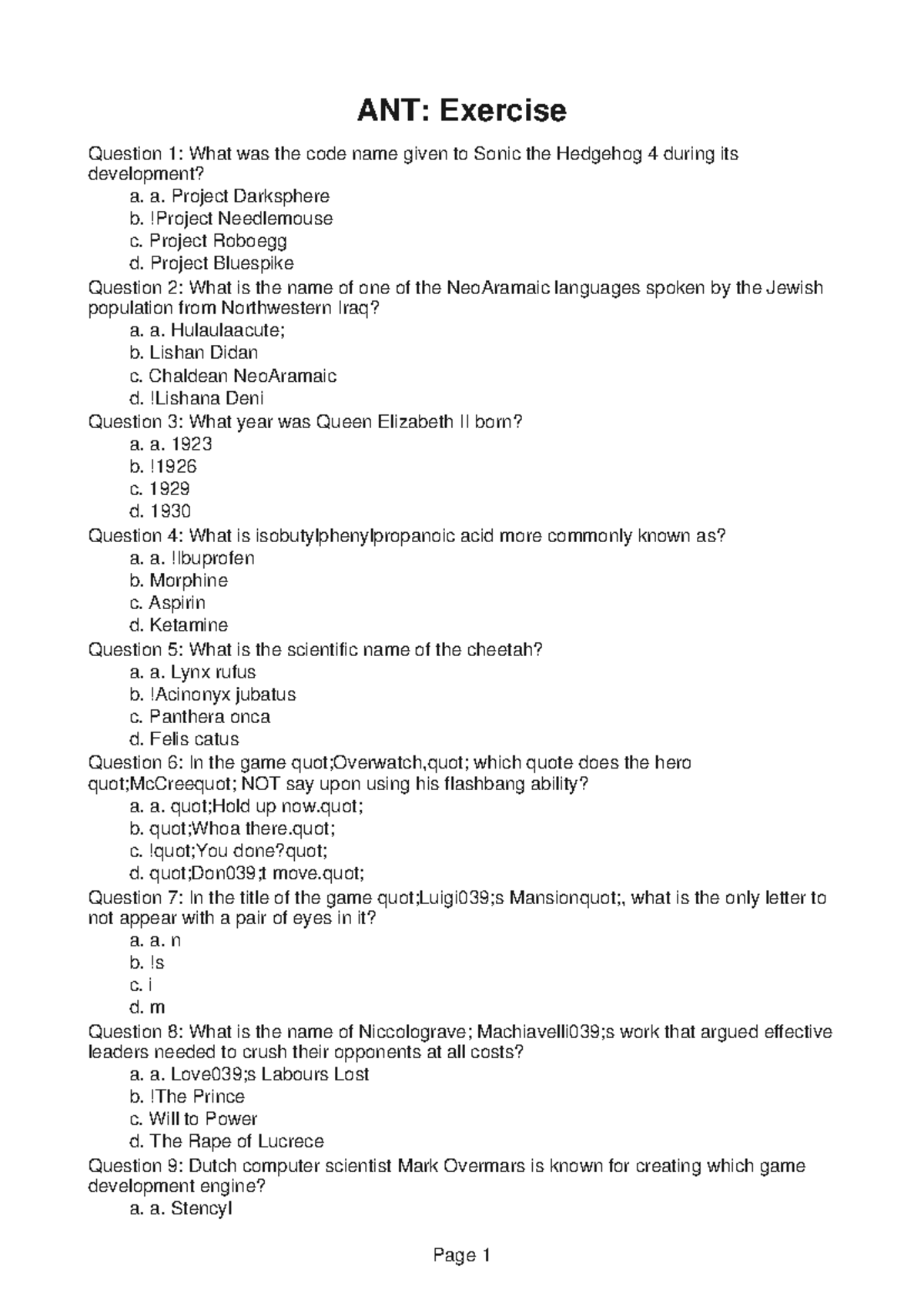 ANT204 Soultions 2 - ANT: Exercise Question 1: What was the code name ...
