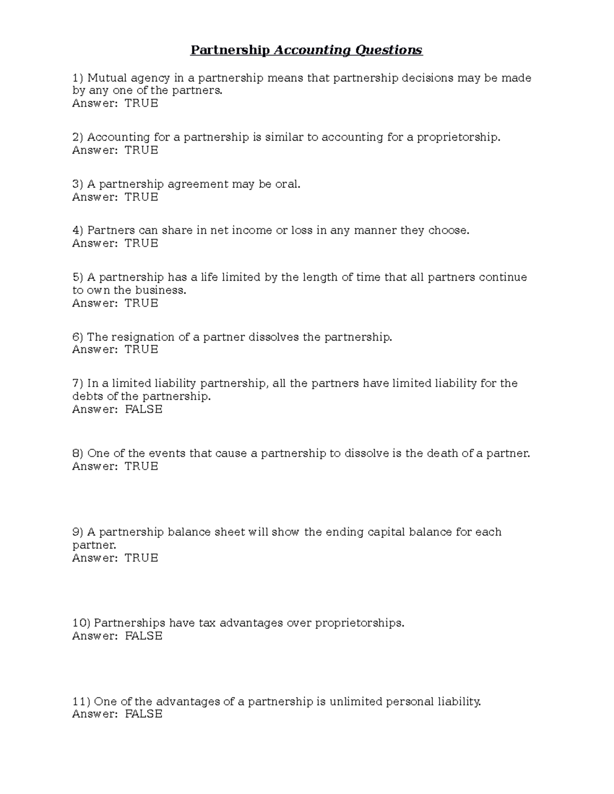 Accounting Partnerships Formation - Partnership Accounting Questions ...