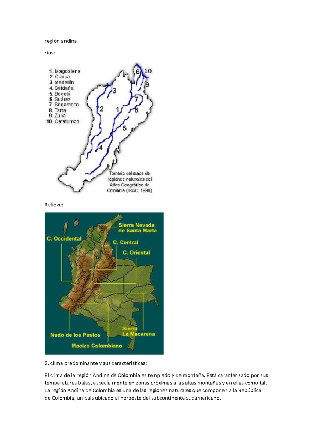 Region andina - Historia - región andina ríos: Relieve: 2. clima ...