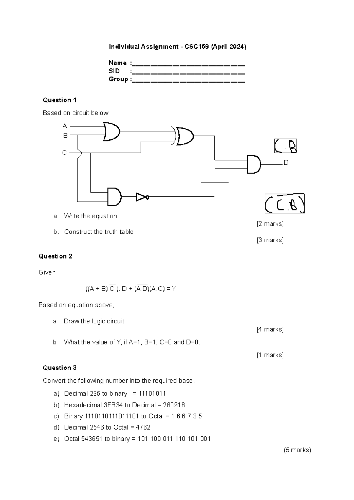 CSC159 Individual Assignment 2024 - Individual Assignment - CSC159 (April 2024) Name - Studocu