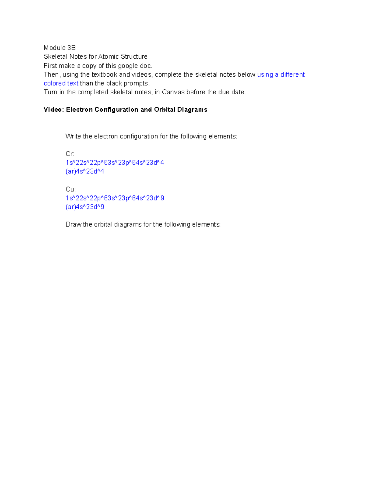 Atomic Structure Notes - Module 3B Skeletal Notes for Atomic Structure ...