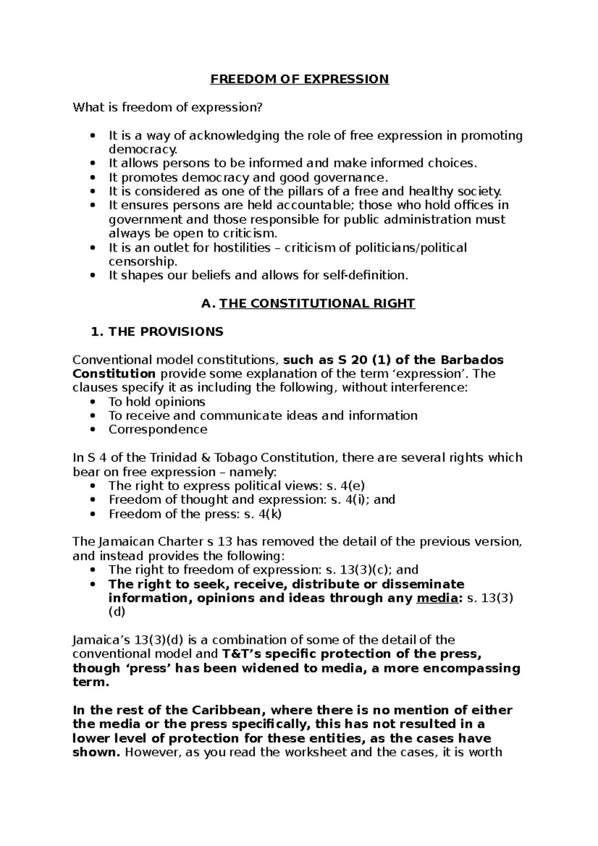 WB 7 Freedom OF Expression FREEDOM OF EXPRESSION What Is Freedom Of