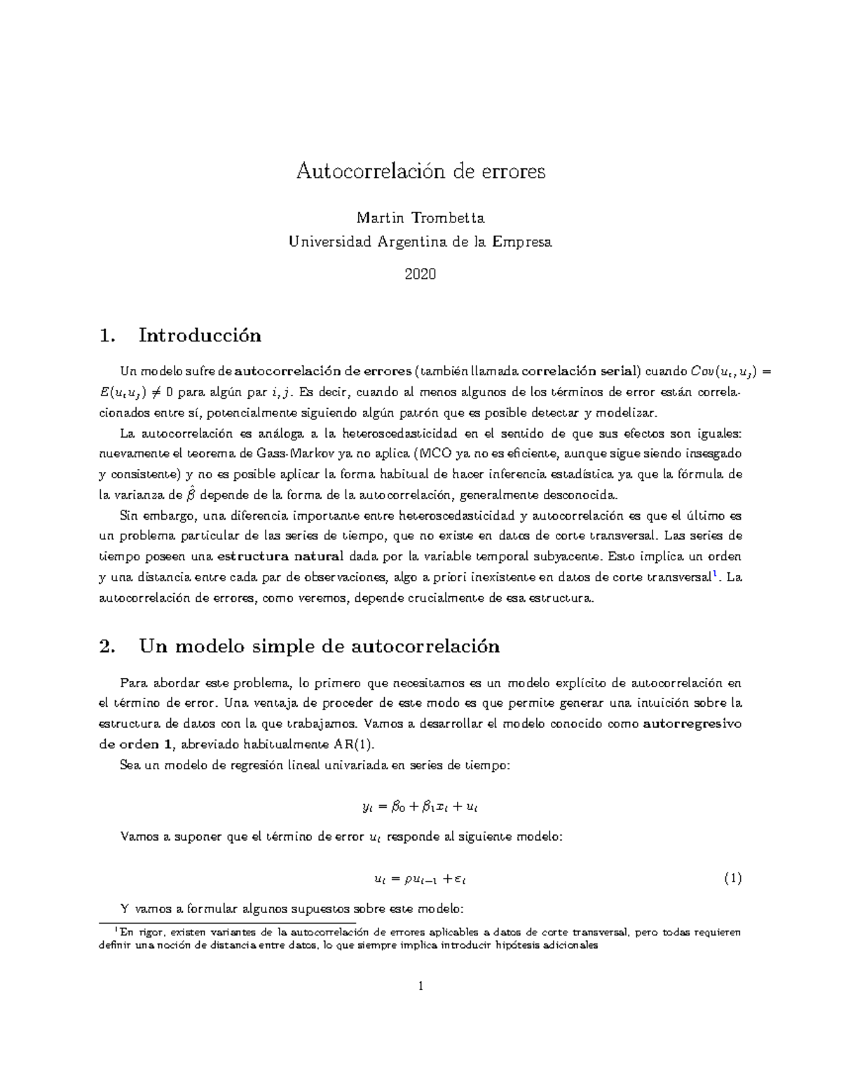 Autocorrelacion de errores ECONO - Autocorrelaci ́on de errores Martin ...