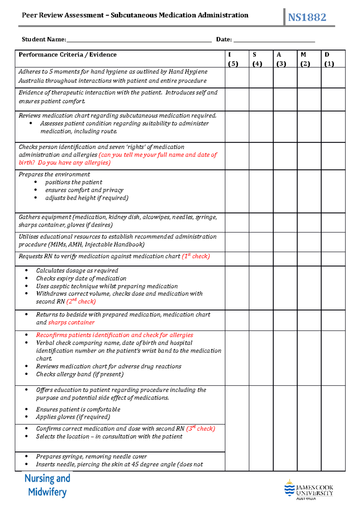 NS1882 - Peer Review Assessment - SC Medication Administration 2020 ...