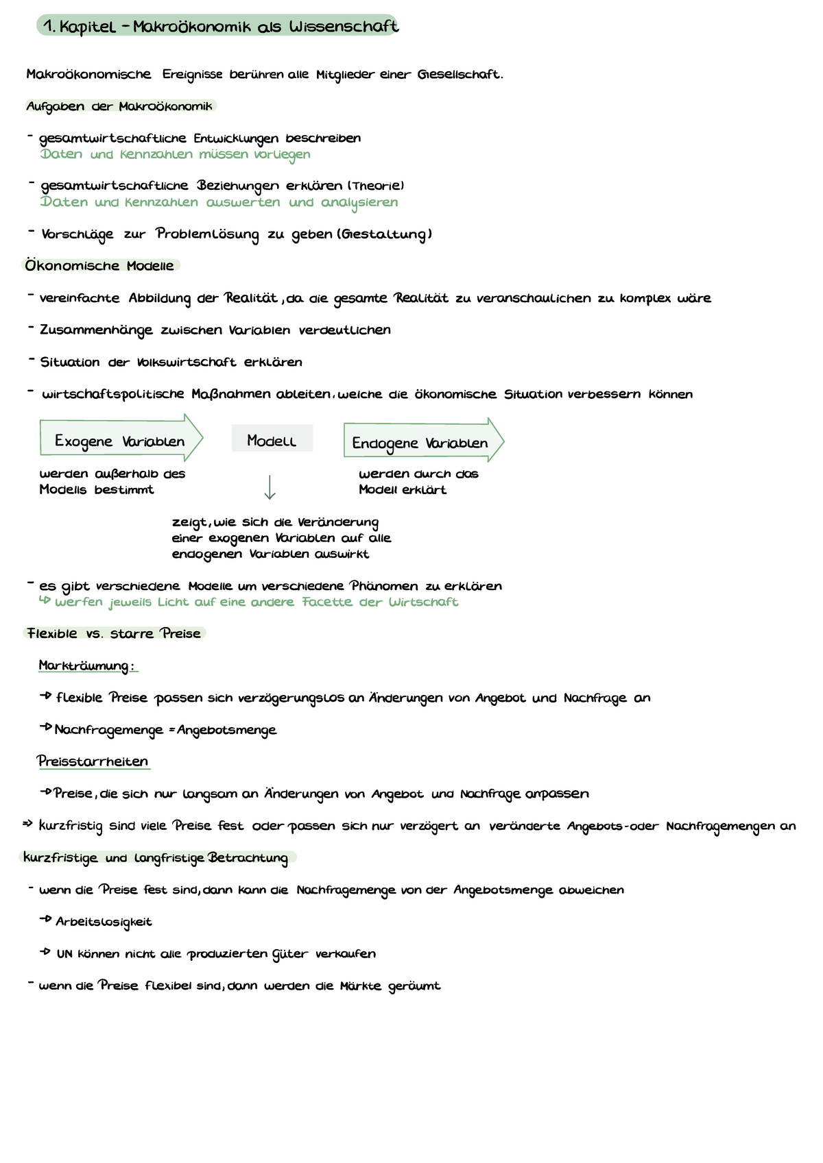 1 - Dieses Dokument ist eine Mitschrift zu dem Fach Makroökonomie - 1. Kapitel Makroökonomik als ...